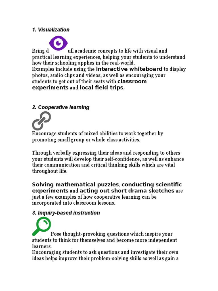 7 Effective Ways in Learning Strategies | PDF | Classroom | Learning