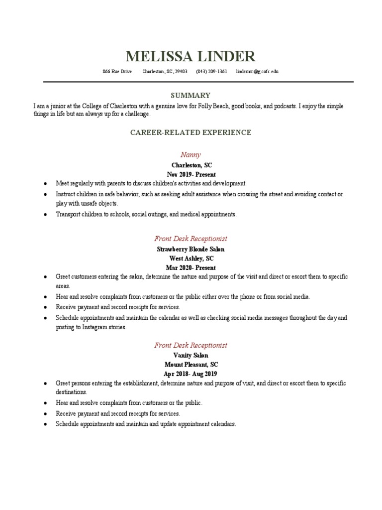 Melissa Linder Resume | PDF | Business