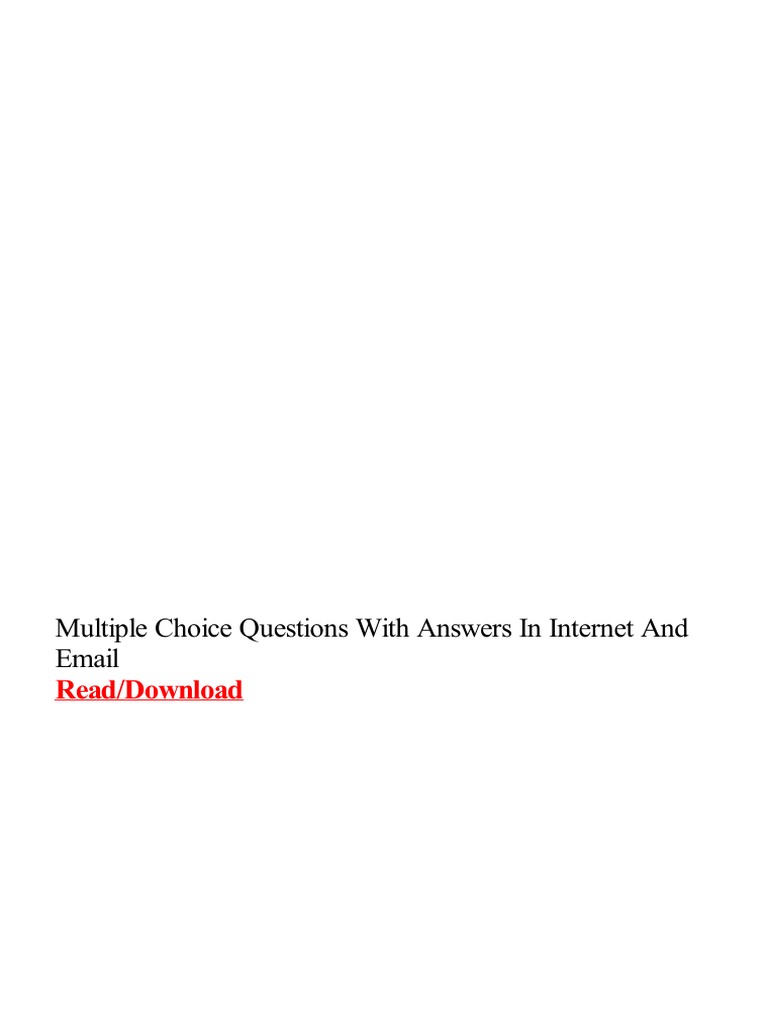 Multiple Choice Questions With Answers in Internet and Email | PDF ...