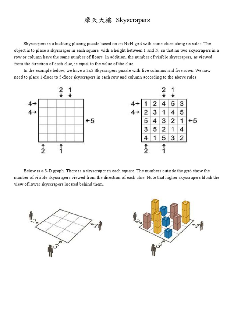 Skyscraper Puzzle Challenge | PDF | Teaching Mathematics