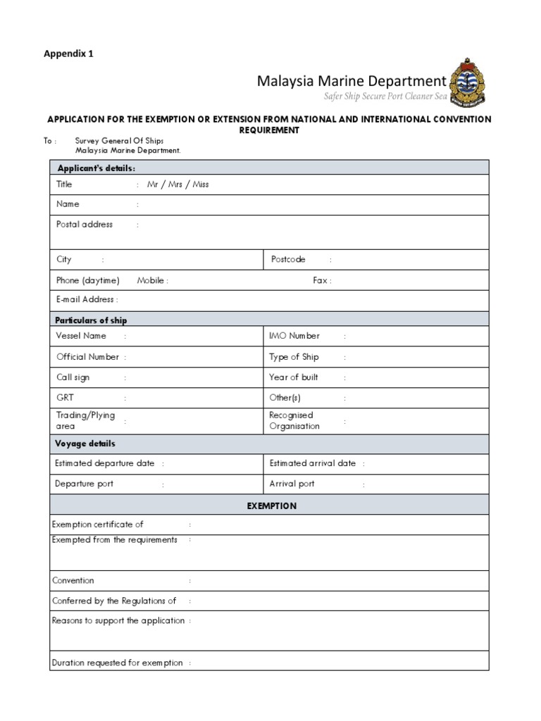 Malaysia Marine Department: Appendix 1 | PDF | Ships | Watercraft