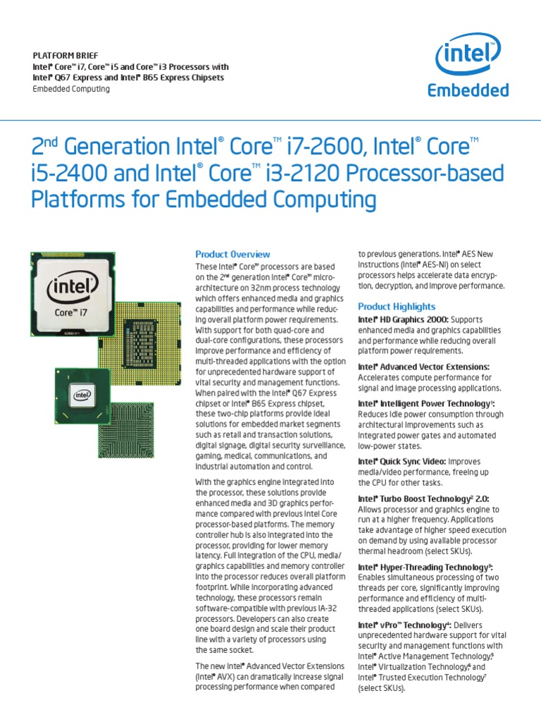 2nd Gen Intel Core I3 I5 I7 PlatformBrief | PDF | Multi Core Processor ...