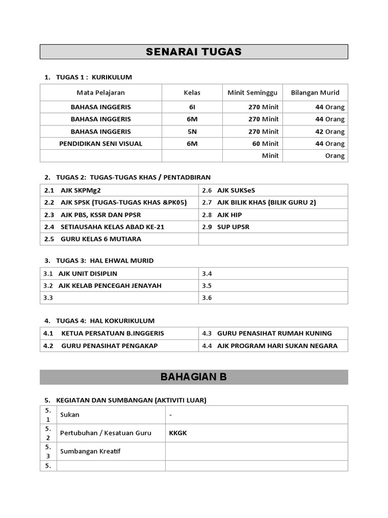 Senarai Tugas File RPH | PDF