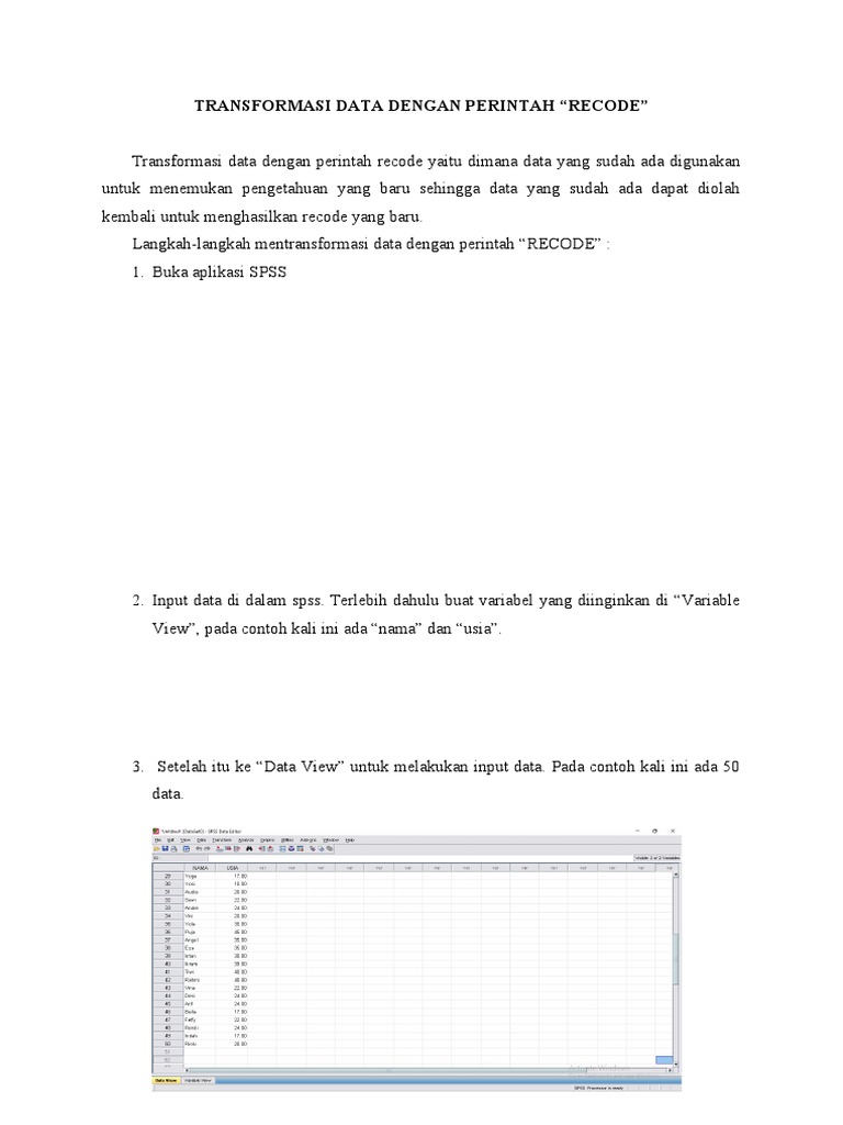 Transformasi Data Dengan Perintah Recode. Pert.6 | PDF