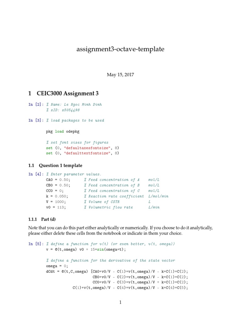 Assignment3 Octave Template | PDF | Analysis | Physical Sciences