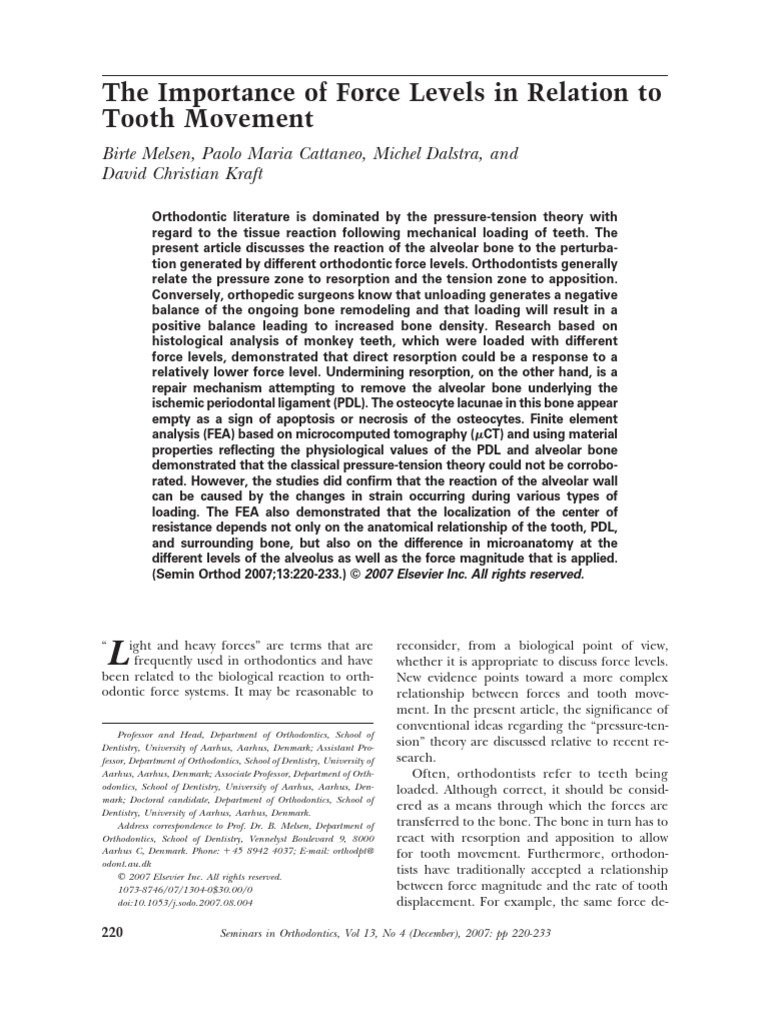 The Importance of Force Levels in Relation To PDF | PDF | Human Tooth ...