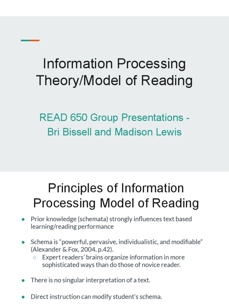 Information Processing Theory Reading Model Presentation - Bri Bissell ...