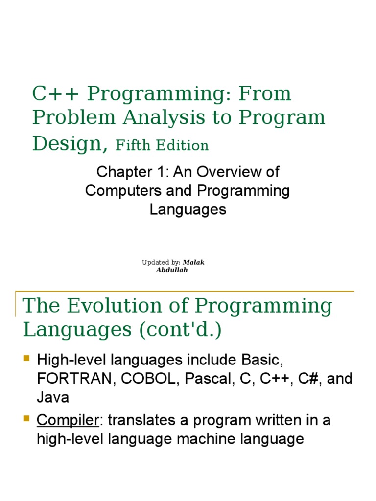 Processing C++ Programs: From Problem Analysis to Program Execution ...