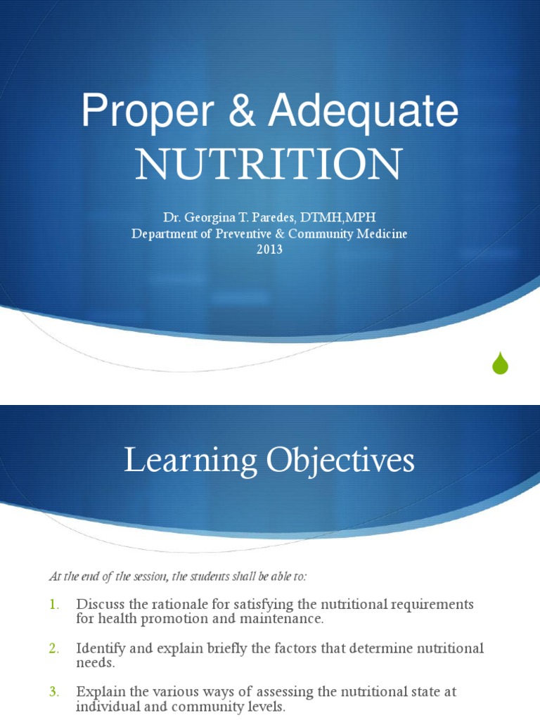 (PPT) DPC 1.3 Proper & Adequate Nutrition - Dr. Paredes PDF | PDF ...
