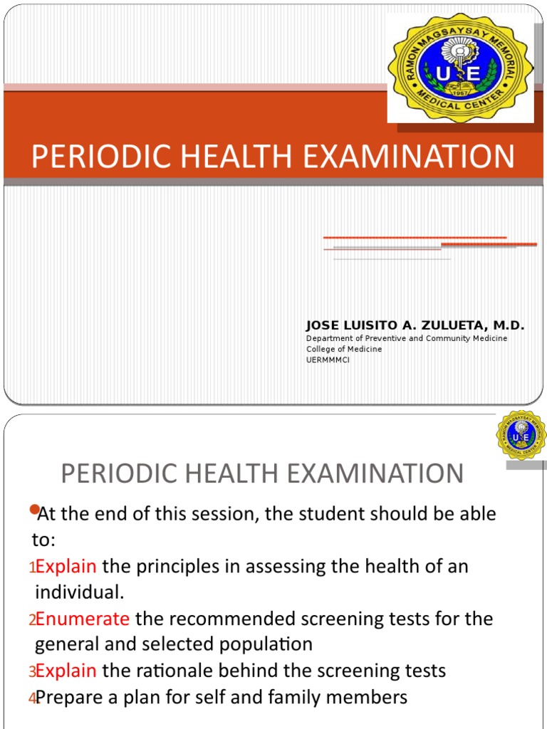 (PPT) DPC 1.4.1 Periodic Health Examination - Dr. Zulueta | PDF | Body ...