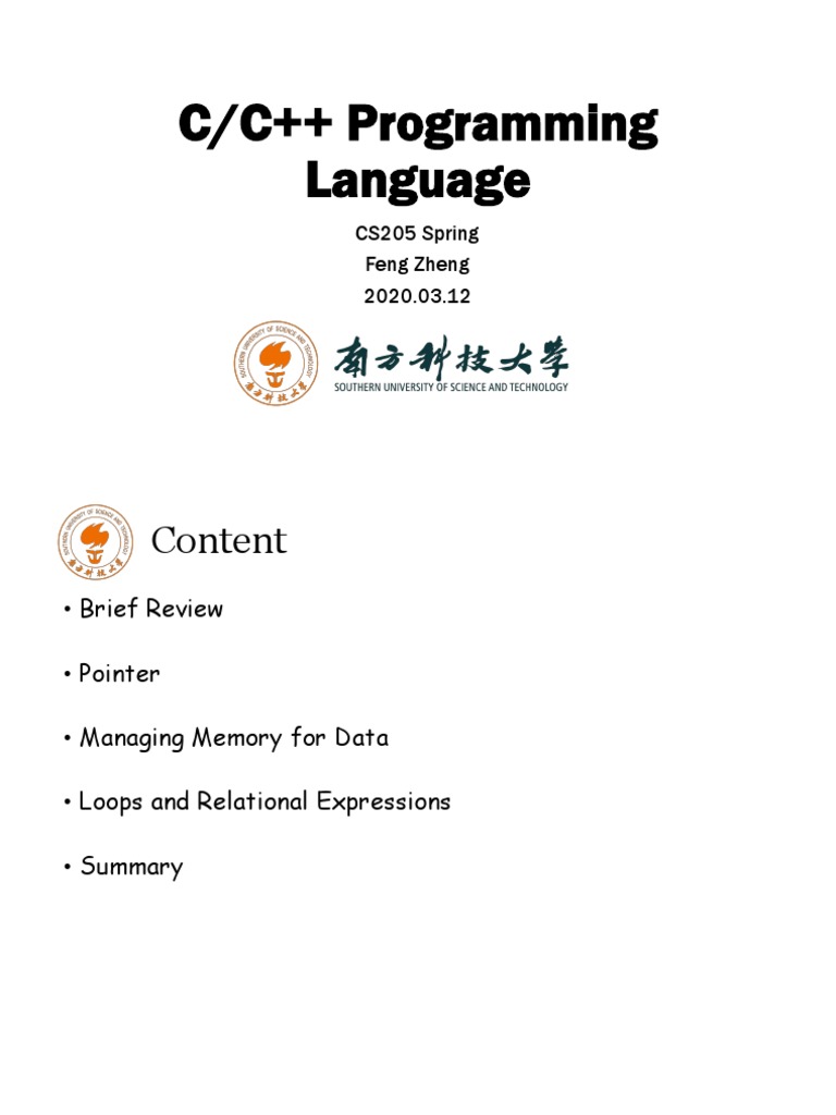 Cs205 2020 Spring Lecture 4 Pdf Pdf Pointer Computer Programming 7469