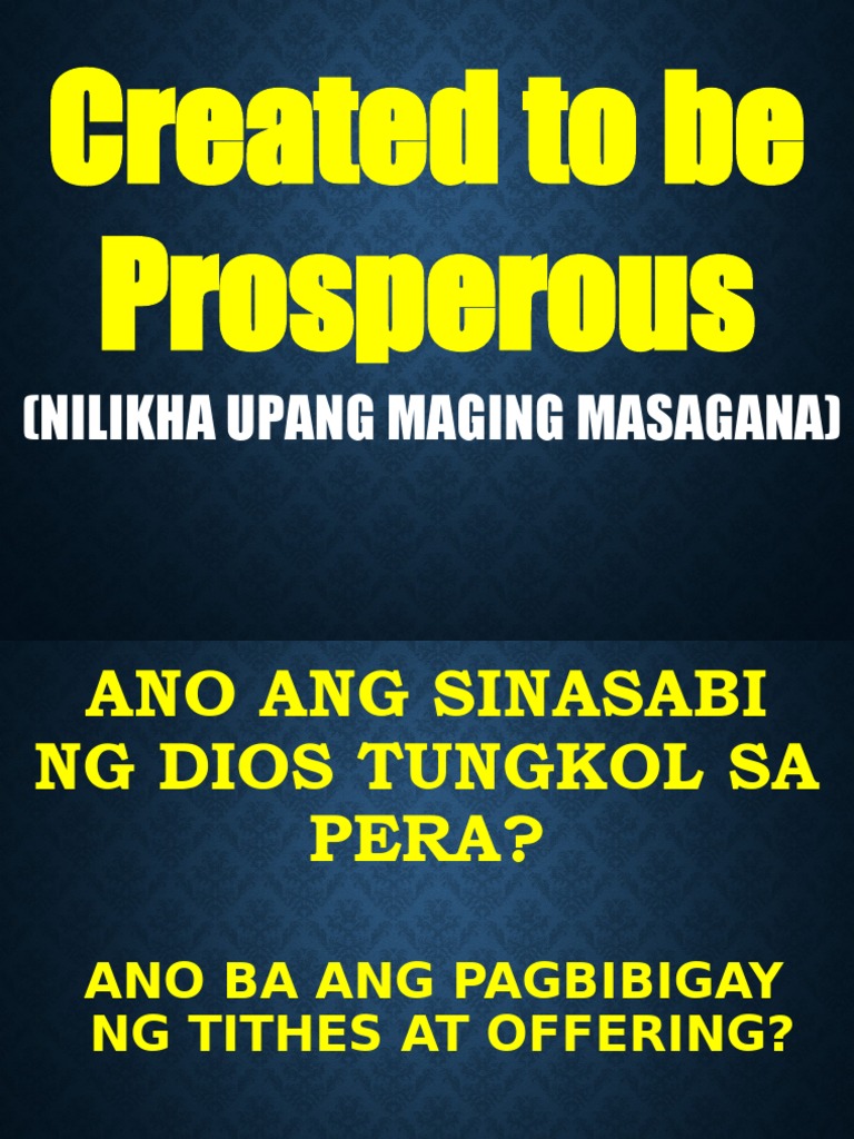 POST-ENCOUNTER Lesson 6 CREATED TO BE PROSPEROUS | PDF