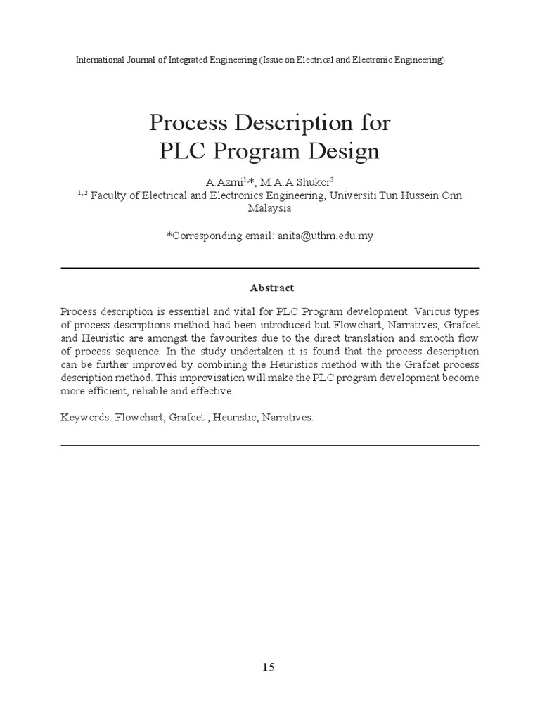 Process Description For PLC Program Design | PDF | Programmable Logic ...