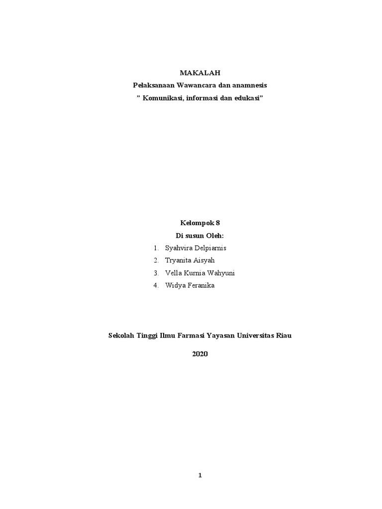 Wawancara - Klinis - KLP 8 | PDF