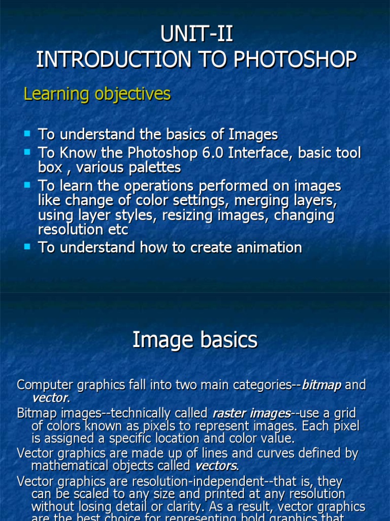 Unit-Ii Introduction To Photoshop | PDF | Adobe Photoshop | Pixel