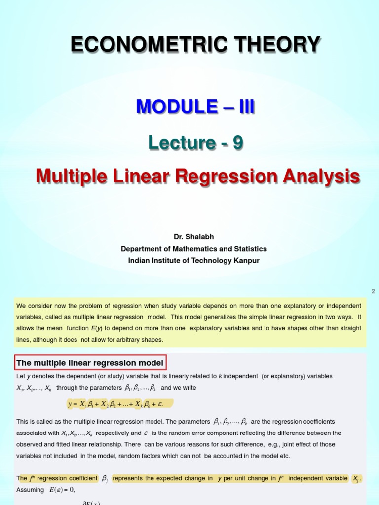 Econometric Theory: Module - Iii | PDF | Linear Regression | Ordinary Least Squares