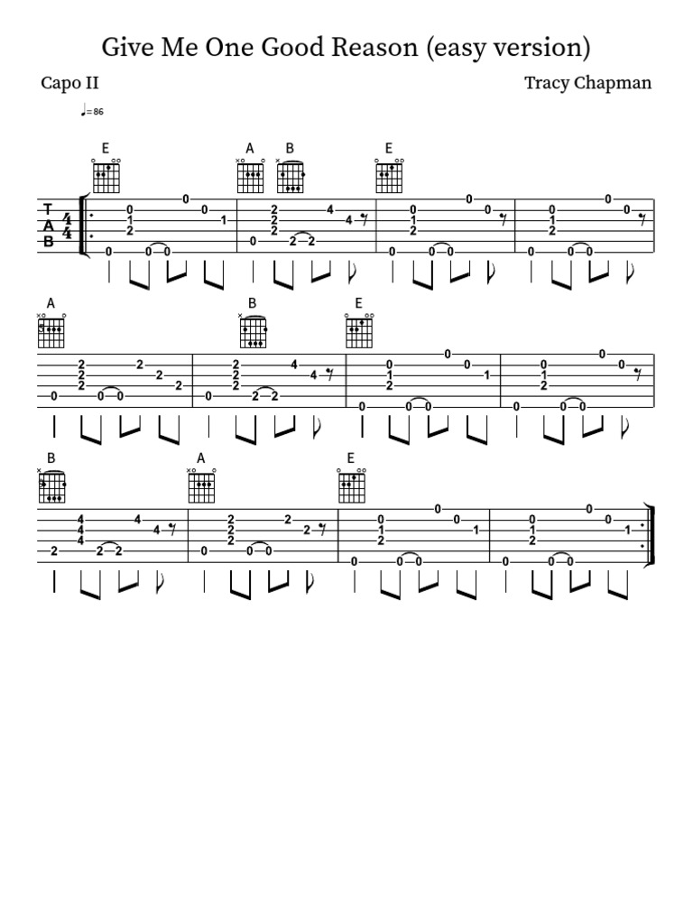 Give Me One Good Reason (Easy Version) PDF | PDF