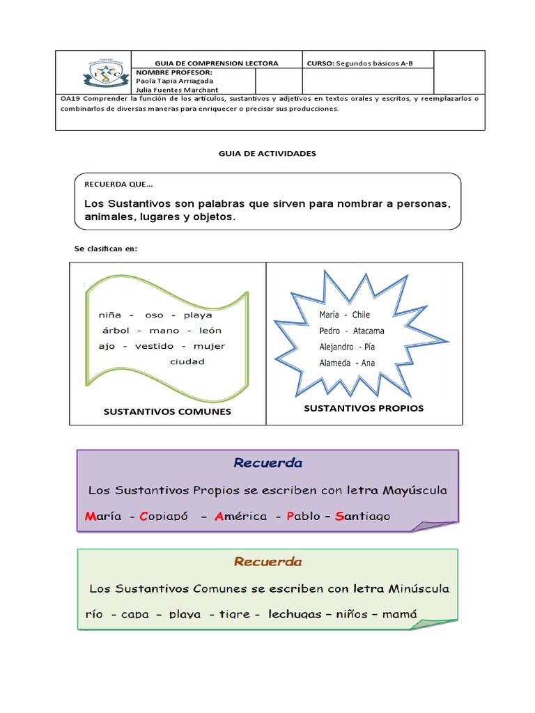Guia de Articulos y Sustantivos 1 | PDF