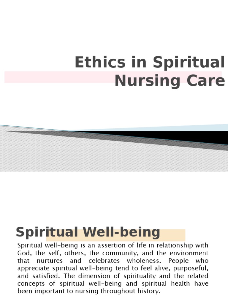 Ethics in Spiritual Nursing Care | PDF | End Of Life Care | Spirituality