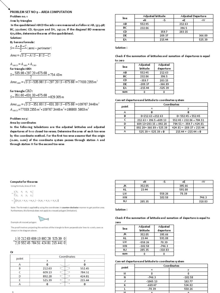 Problem Set No 9 Area Computation | PDF | Euclidean Geometry | Teaching ...