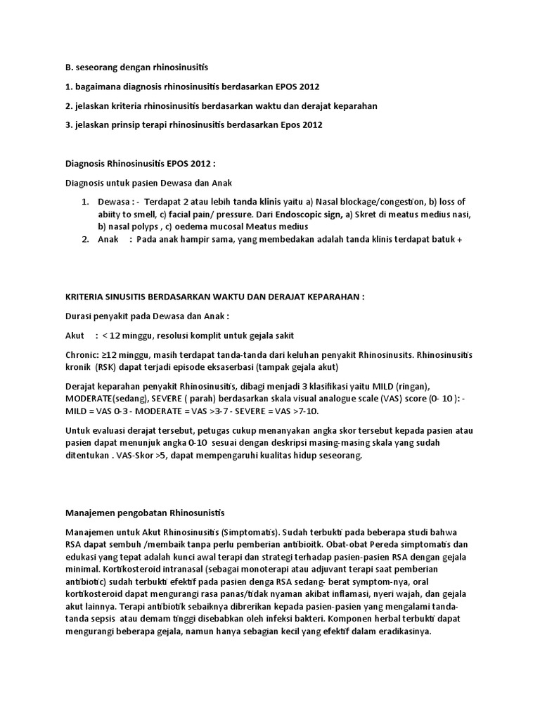 Diagnosa dan Terapi Rhinosinusitis EPOS | PDF