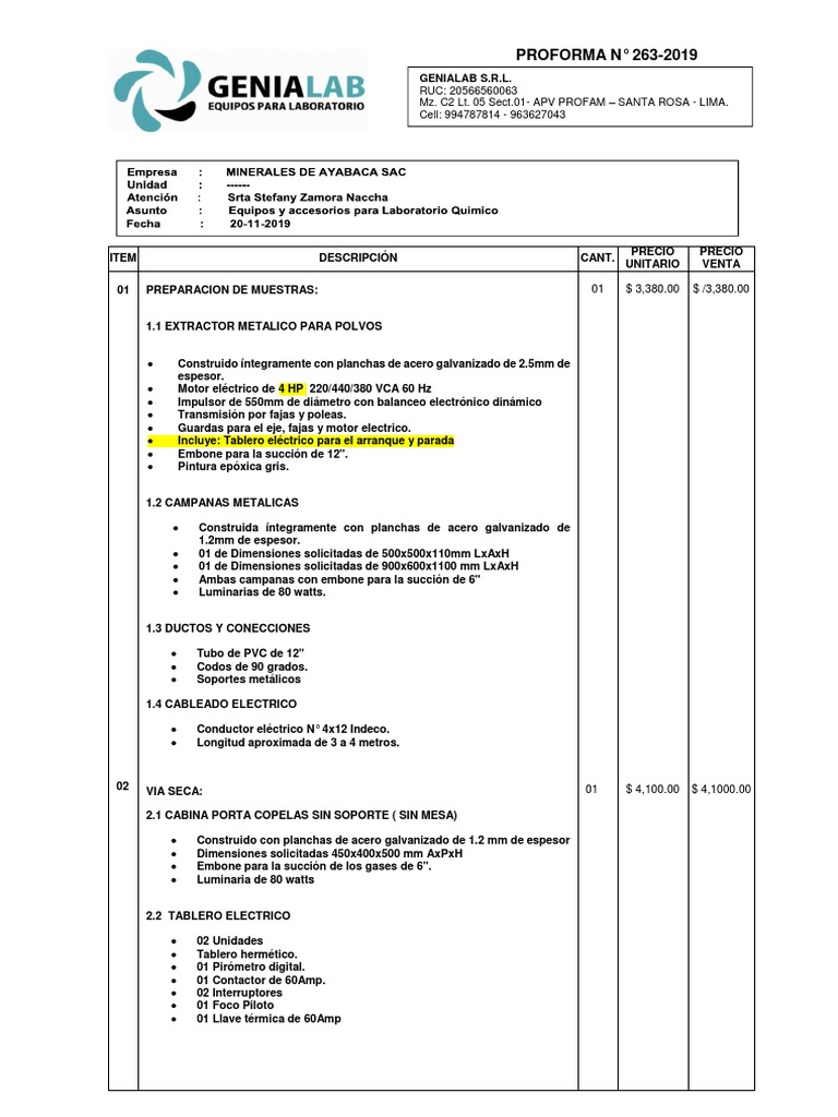 Proforma Equipos Genialab S.R.L. | PDF | Servicio financiero y comercial | Naturaleza