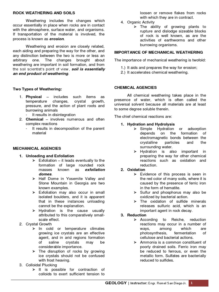 Geology Handout 3 PDF | Download Free PDF | Weathering | Soil