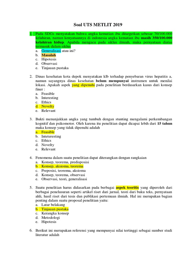 Uas Metlit 2019 PDF | PDF | Kesehatan Holistik | Komputer