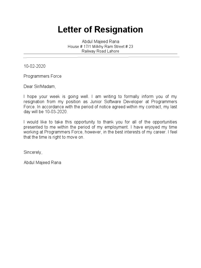 Board Resignation Letter | PDF