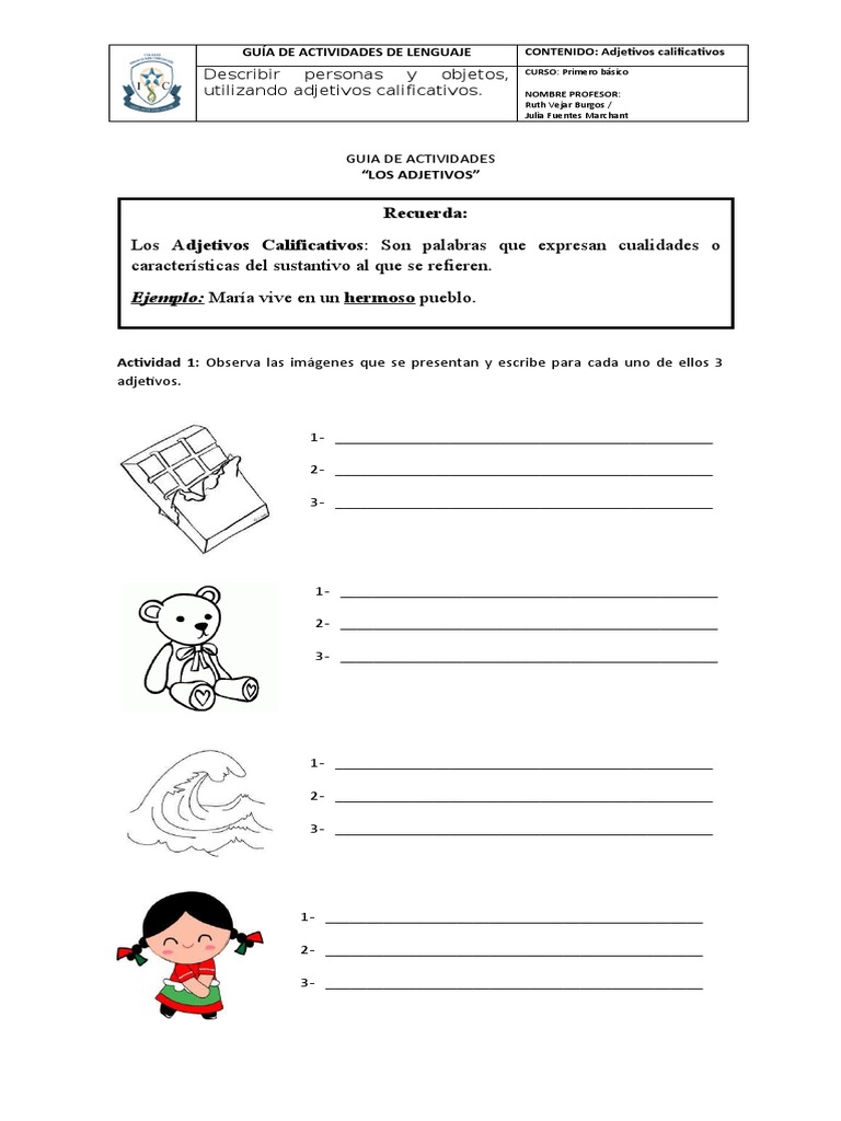 Guia Los Adjetivos | PDF | Adjetivo | Mecánica del lenguaje