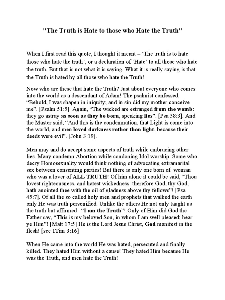 The Truth Is Hate To Those Who Hate The Truth | PDF | Rachel | Leah