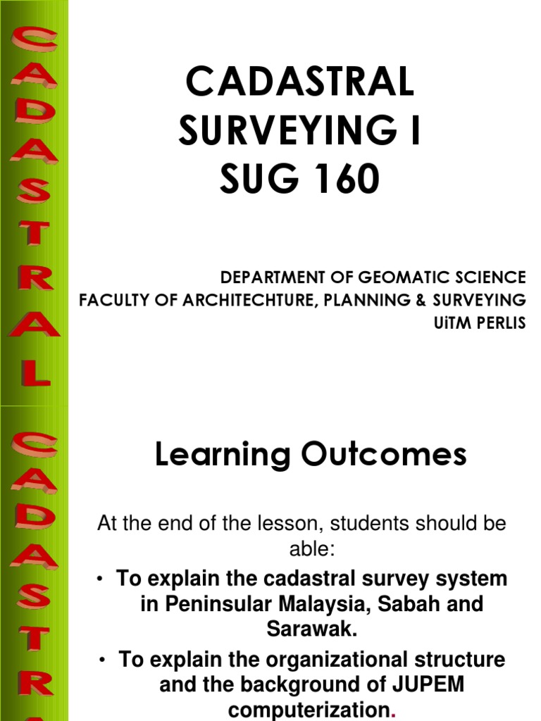 Chapter 1-INTRO CADASTRAL SURVEYING PDF | PDF | Surveying | Urban