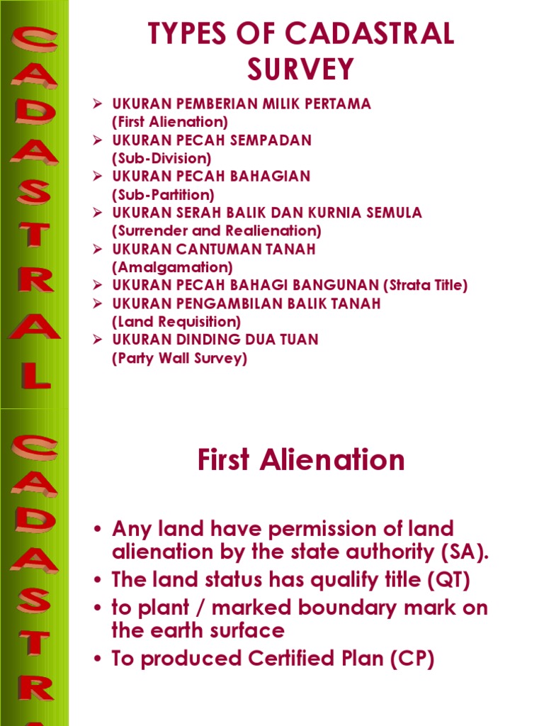 Types of Cadastral Surveys Explained | PDF | Geomatics | Natural ...