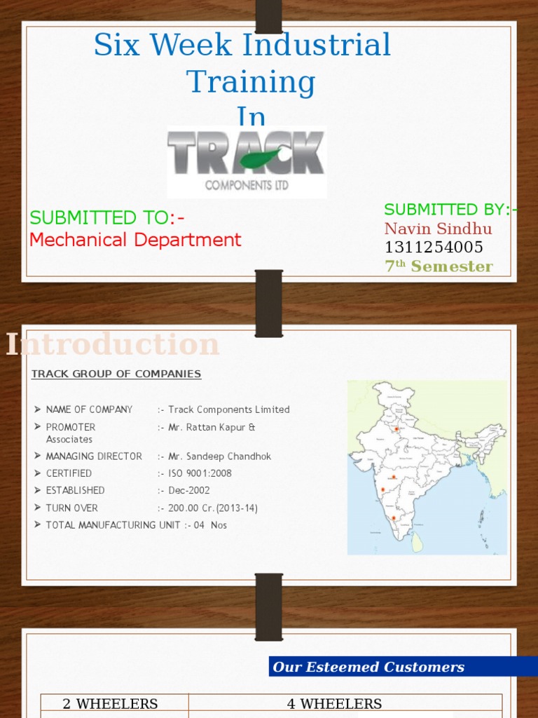 Six Week Industrial Training Report at Track Components Limited ...