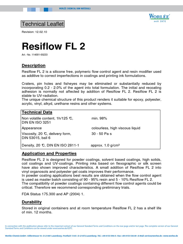 Resiflow FL 2: Technical Leaflet | PDF | Epoxy | Chemical Substances