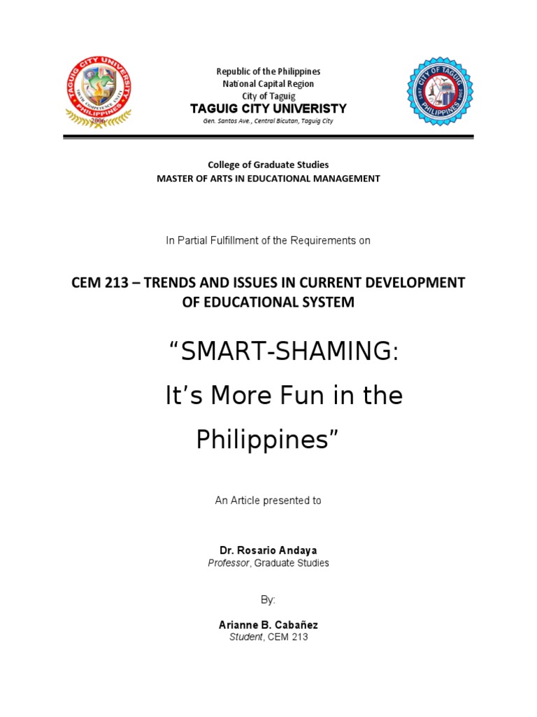 Smart-Shaming: It's More Fun in The Philippines | PDF | English ...