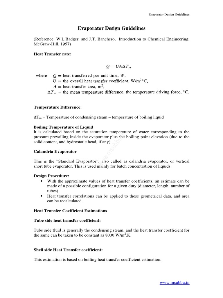 WWW - Msubbu.in: Evaporator Design Guidelines | Download Free PDF ...