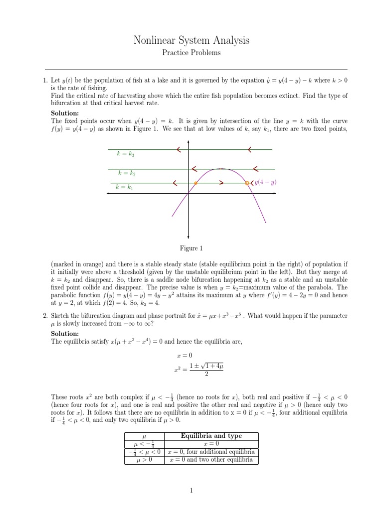 Nonlinear System Analysis: Practice Problems | PDF | Stability Theory ...