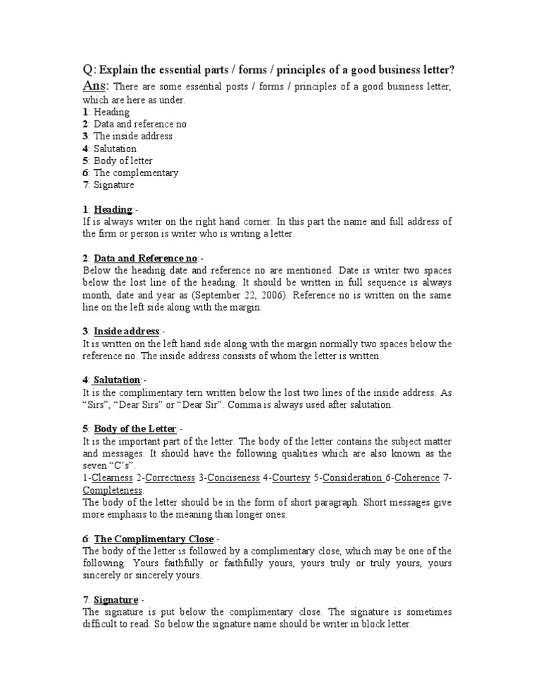 Body of a Business Letter Explained | PDF