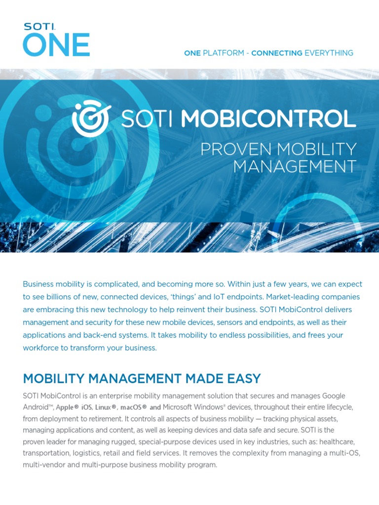 SOTI MobiControl - Product Brochure PDF | PDF | Application Software ...