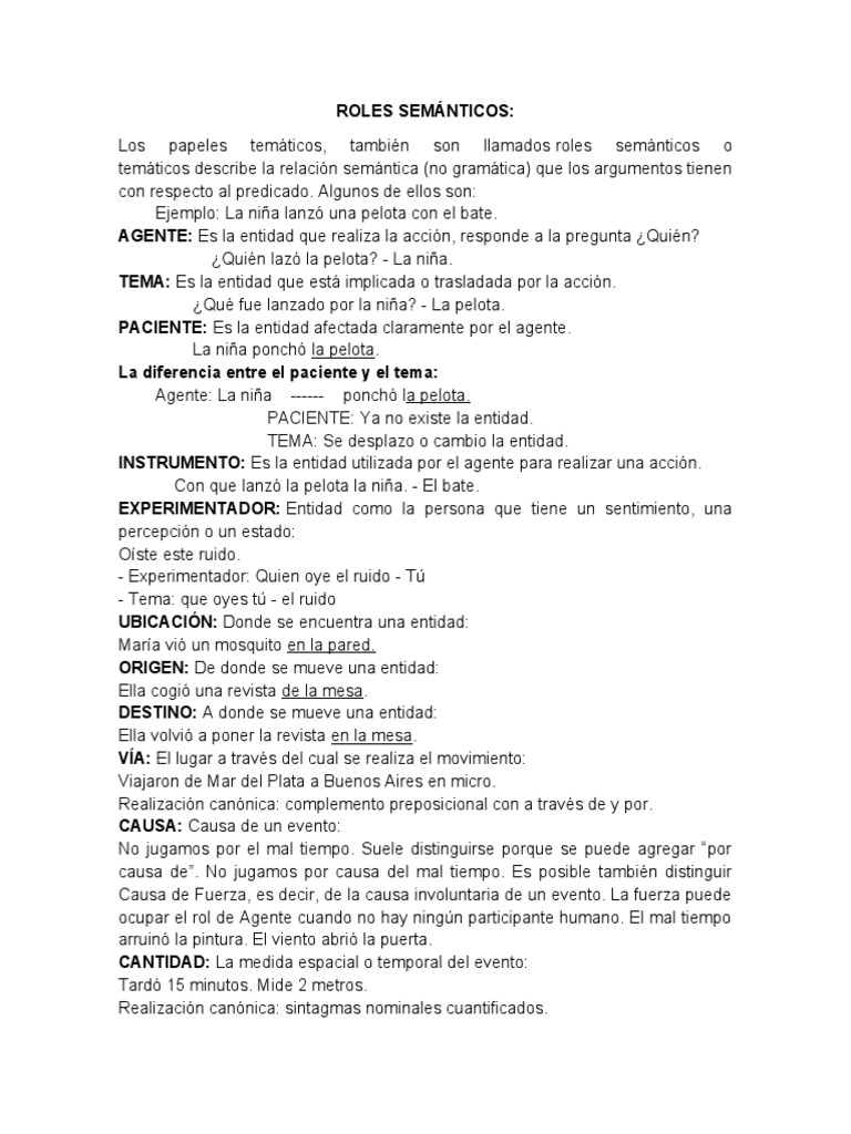 Roles Semánticos | PDF | Oración (Lingüística) | Realidad