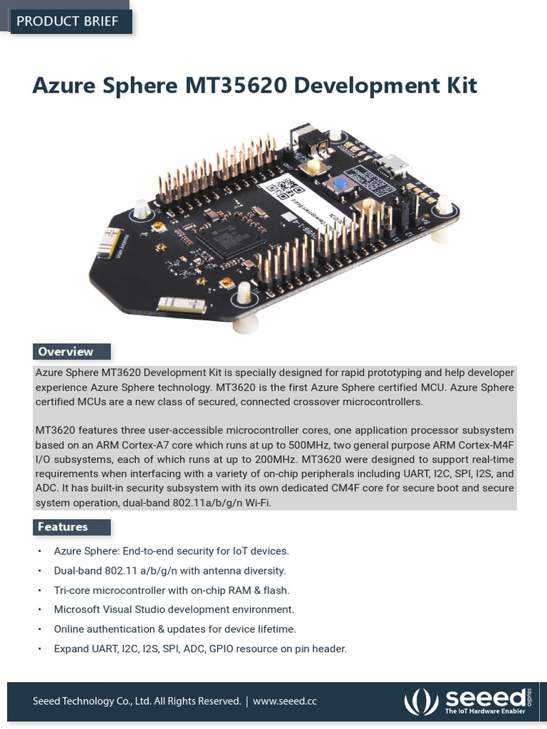 Azure Sphere MT3620 Development Kit Product Brief-2018-09-10 | PDF ...