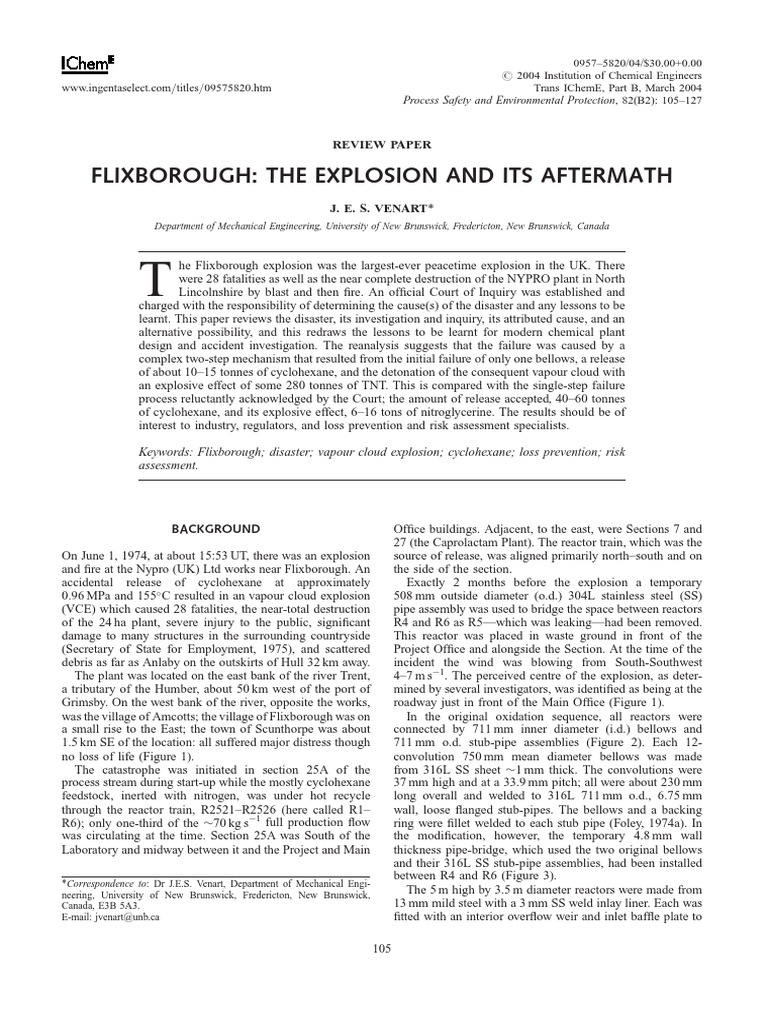 Flixborough Disaster Details | PDF | Applied And Interdisciplinary ...