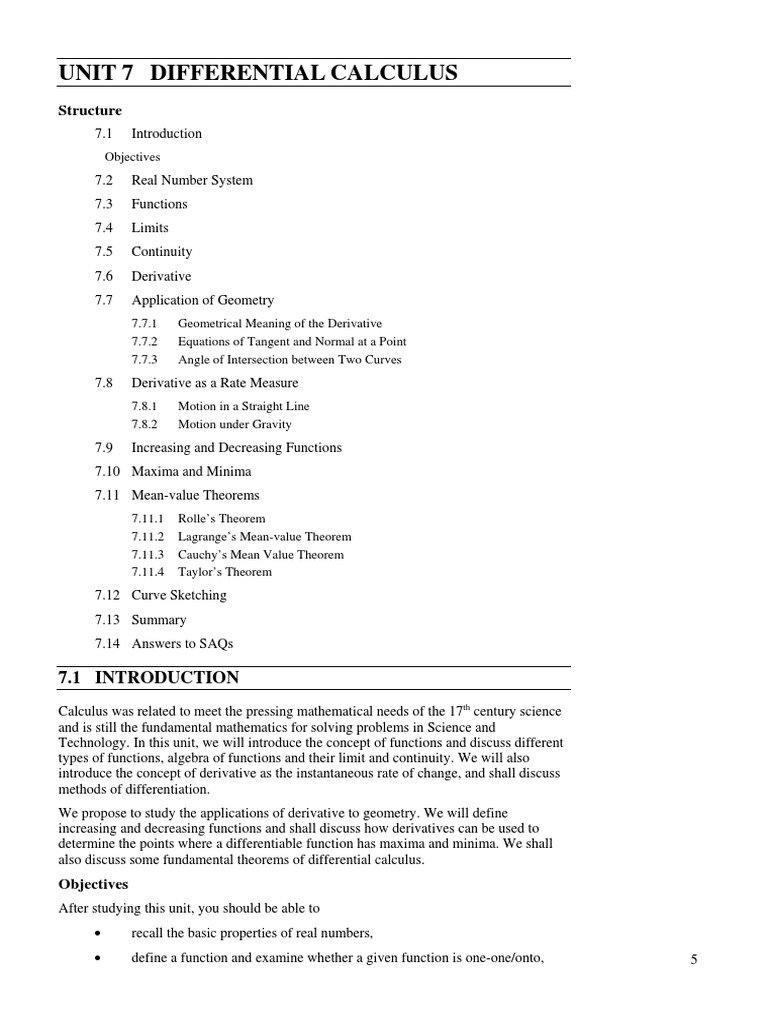 Understanding the Foundations of Differential Calculus: Functions, Limits, Derivatives, and ...