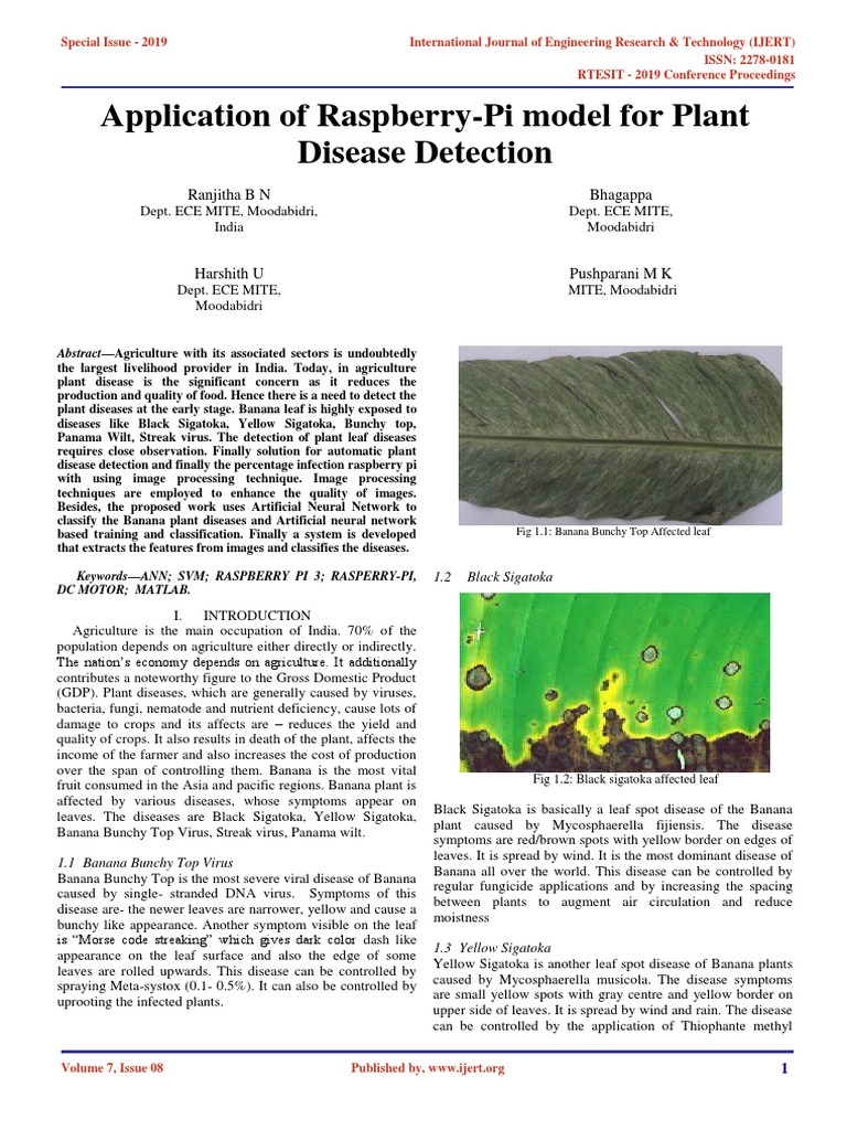 Application of Raspberry Pi Model For Plant Disease Detection ...