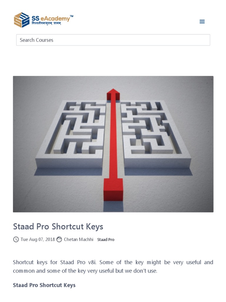Staad Pro Shortcut Keys | PDF | Computing | Software