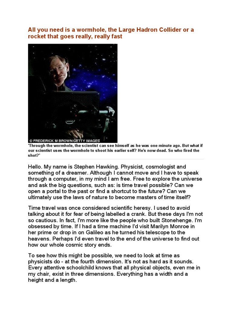 Time Machine - Stephen Hawking | PDF | Time Travel | Black Hole