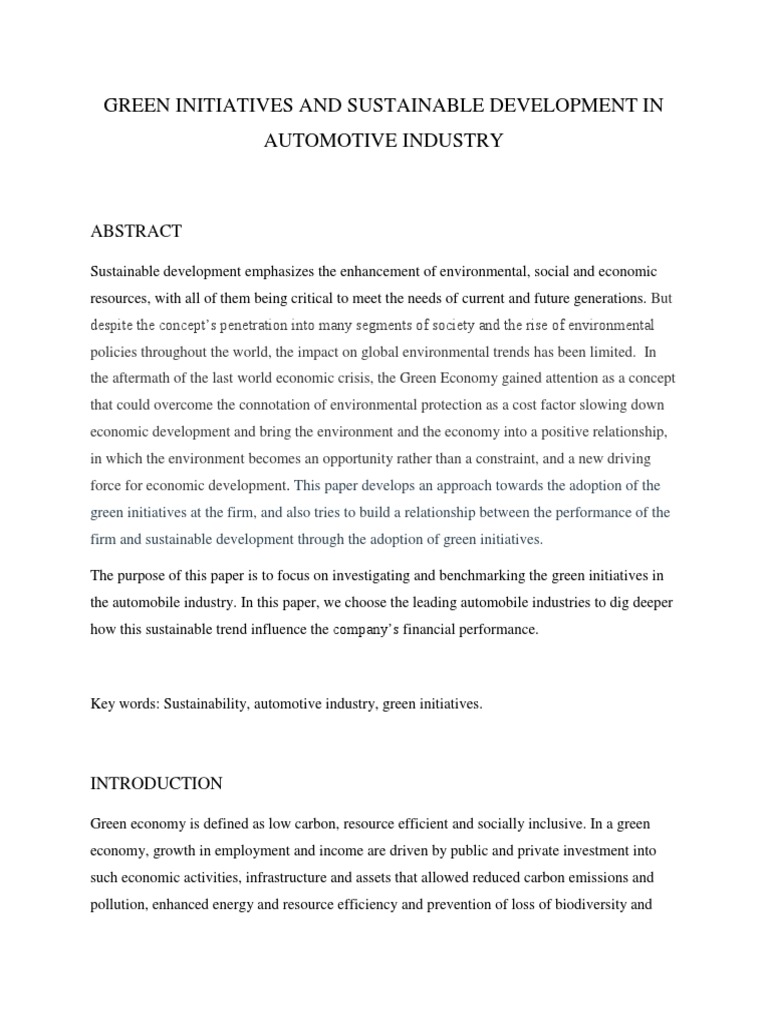 Green Initiatives and Sustainable Development in Automotive Industry ...
