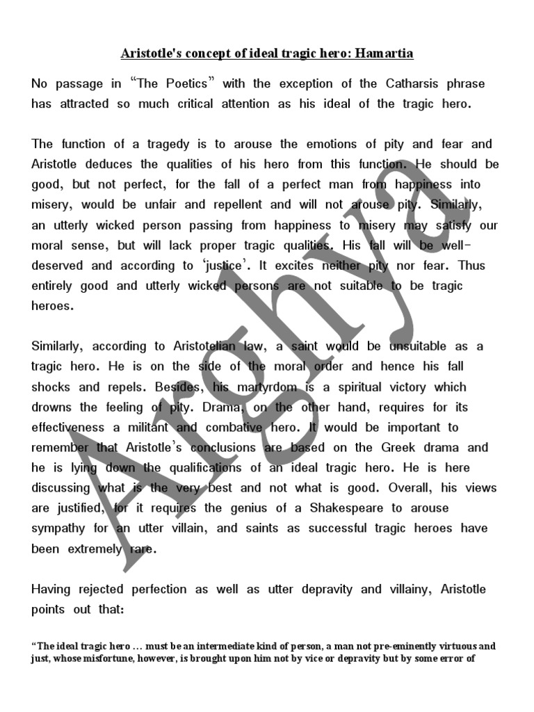 Aristotle's Ideal Tragic Hero Explained | PDF | Literary Criticism ...
