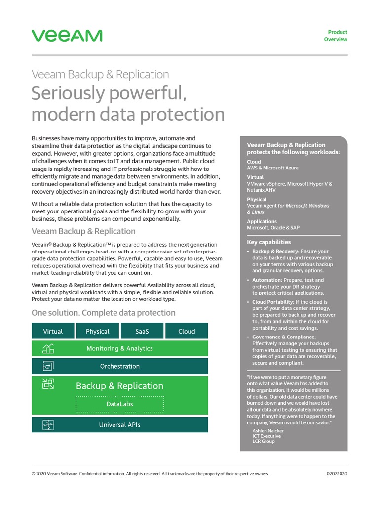 Seriously Powerful, Modern Data Protection: Veeam Backup & Replication | PDF | Backup | Cloud ...